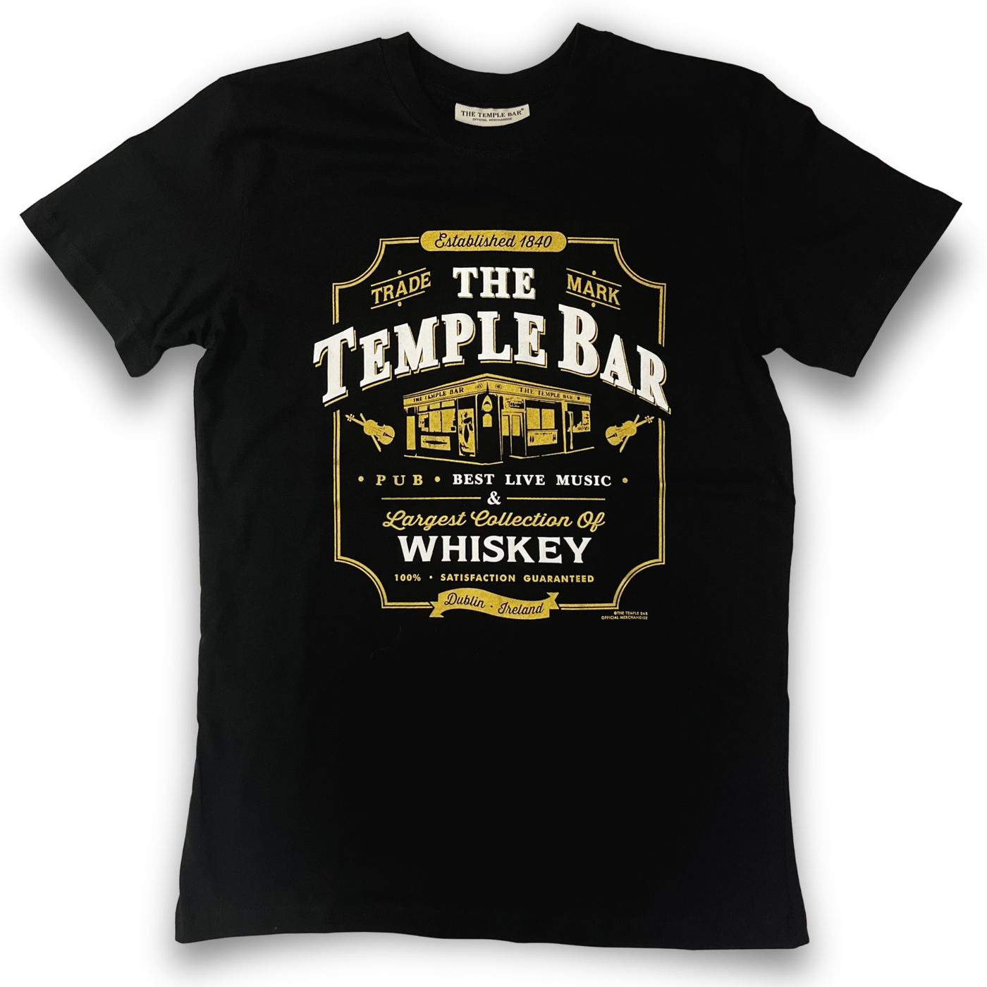 The Temple Bar Whiskey Stamp Black, T-Shirt — The Temple Bar Pub